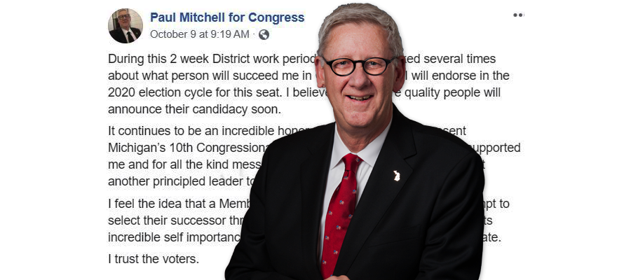 Rep. Paul Mitchell Will Not Endorse a Replacement