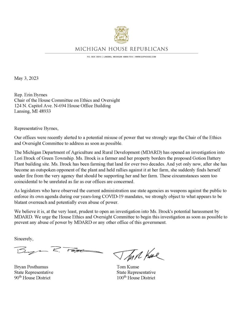 Two Michigan Lawmakers Urge Investigation into 'Potential State ...
