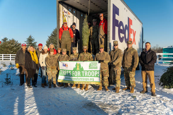 Mason Tree Farm Loads Up Hundreds of Christmas Trees for Troops