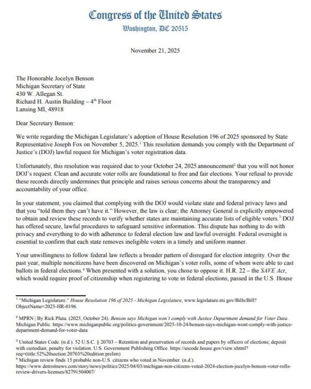 Congressional Reps on Benson's Behavior: A 'Pattern of Disregard for ...